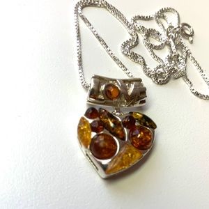Jewelry | Tri Color Heart Baltic Amber Pendant | Poshmark